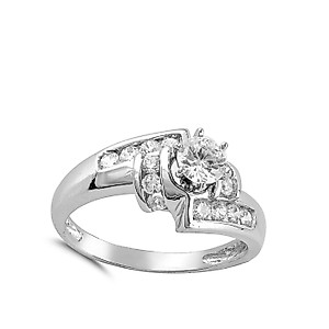 White CZ Round Wedding Ring New .925 Sterling Silver Band Size 6