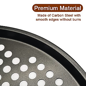 NBFTLTOP Non-Stick Pizza Pans, 12 Inch Carbon Steel Pizza Baking Pans with Holes for Oven Baking Supplies, Set of 2