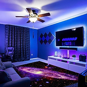 EISKBC Blacklight Galaxy Area Rug, Neon UV Reactive Space Glitter Starry Throw Rug, Fluorescent Universe Night Sky Nebula Floor Mat Carpet, Glow in The Dark Room Decor for Women Kids 70x47inch