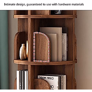 Bookcases Creativity Corner Shelf Bookshelf Solid Wood Revolving Floor Standing Children Living Room 360 Degree Rotating Storage HAOHAOMAI, Brown, 39x99cm