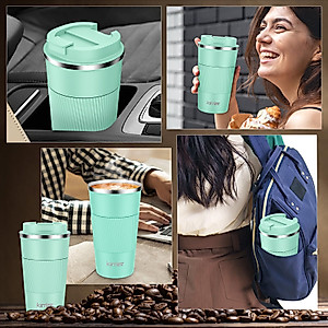 KETIEE 12oz Coffee Mug: Vacuum Insulated Coffee Cup with Leakproof Lid, Travel Coffee Mug Stainless Steel Double Walled Reusable Coffee Cup for Hot and Cold Water Coffee