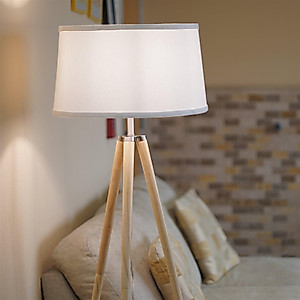 Kira Home Grace 60.5" Mid Century Modern Tripod LED Floor Lamp + Energy Efficient 9W Bulb, Wooden Tripod Legs + White Shade