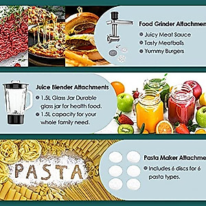 COOKLEE 6-IN-1 Stand Mixer, 8.5 Qt. Multifunctional Electric Kitchen Mixer with 9 Accessories for Most Home Cooks, SM-1507BM, Pink