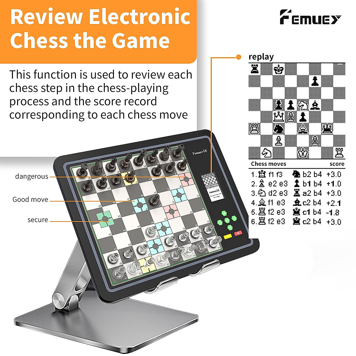Electronic Chess Set, Chess Set Board Game, Computer Chess Game, Electronic Chess Game, LEDs,Built-in Battery, Great Partner for Play and Practice