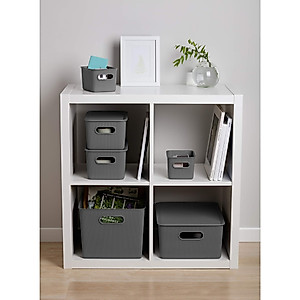 Superio Ribbed Collection - Decorative Plastic Open Home Storage Bins Organizer Baskets, X-Large Grey (6 Pack) Container Boxes for Organizing Closet Shelves Drawer Shelf 22 Liter/23 Quart