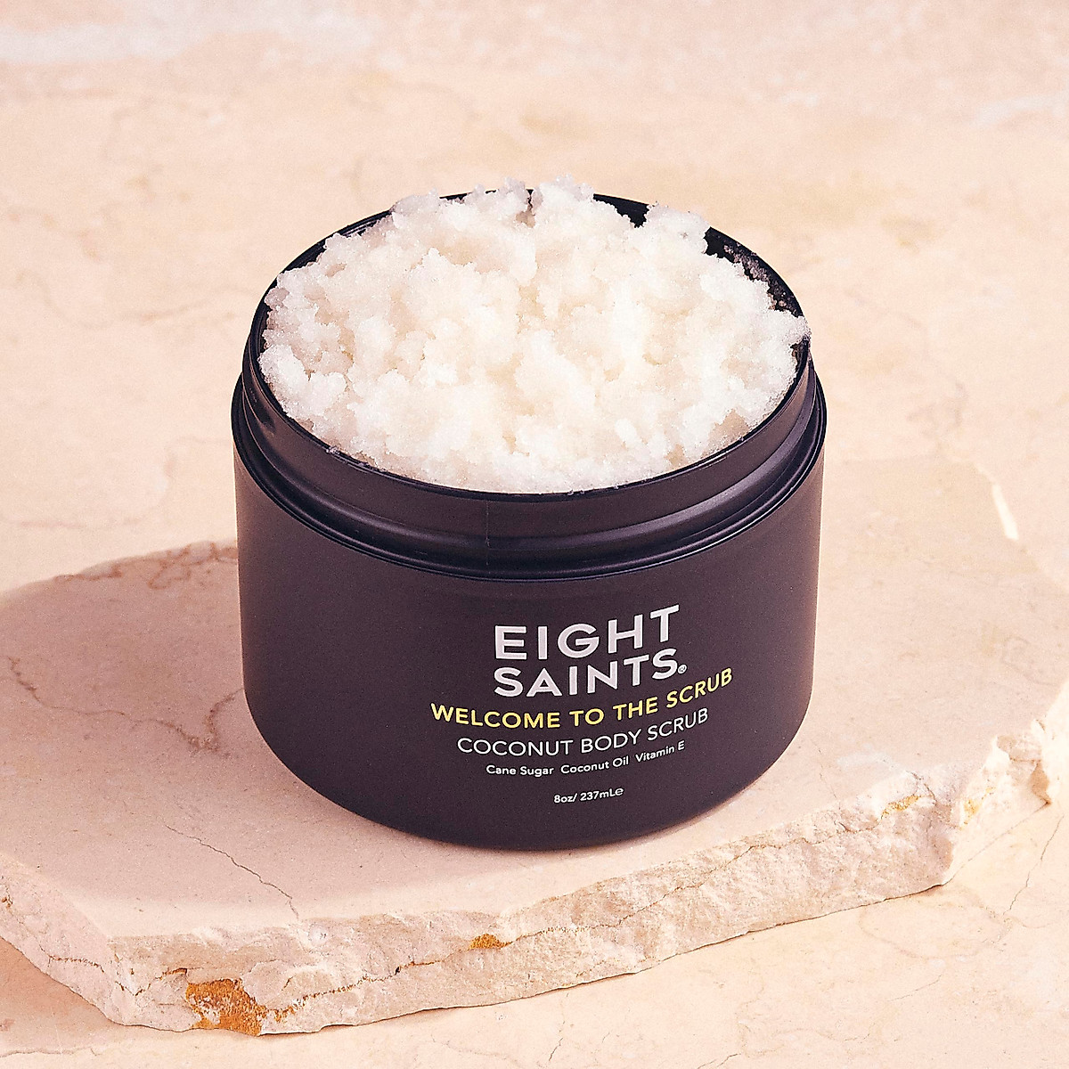 Eight Saints Welcome to the Scrub Coconut Body Scrub, Natural and Organic Exfoliating Sugar Scrub for Acne, Cellulite, Deep Cleansing, Scars, Wrinkles, Exfoliate and Moisturize Skin, 8 Ounces