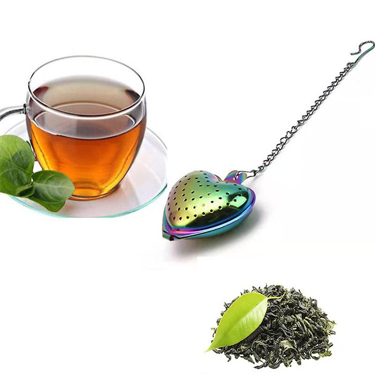 Stainless Steel Creative Tea Infuser Metal Heart Shape Reusable Tea Coffee Filter Strainer Teapot Accessory Kitchen Gadget Too (gold)