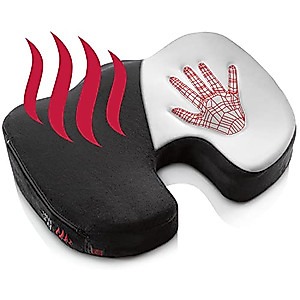 POP The Hot Seat, Heated Portable Cushion for Office Chair, Car, Plane. Semi Firm Memory Foam Support for Pain Relief and Comfort from Coccyx, Sciatica, Lumbar, and Tailbone (Battery NOT Included)