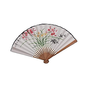 ZAEGO Chinese Fan Floral Folding Fans Hand Held Fans Paper Bamboo Fans Hand Drawn Floral Pattern Hollowed Hand Fans for Women and Men Japanese Fan (Color : OneColor)