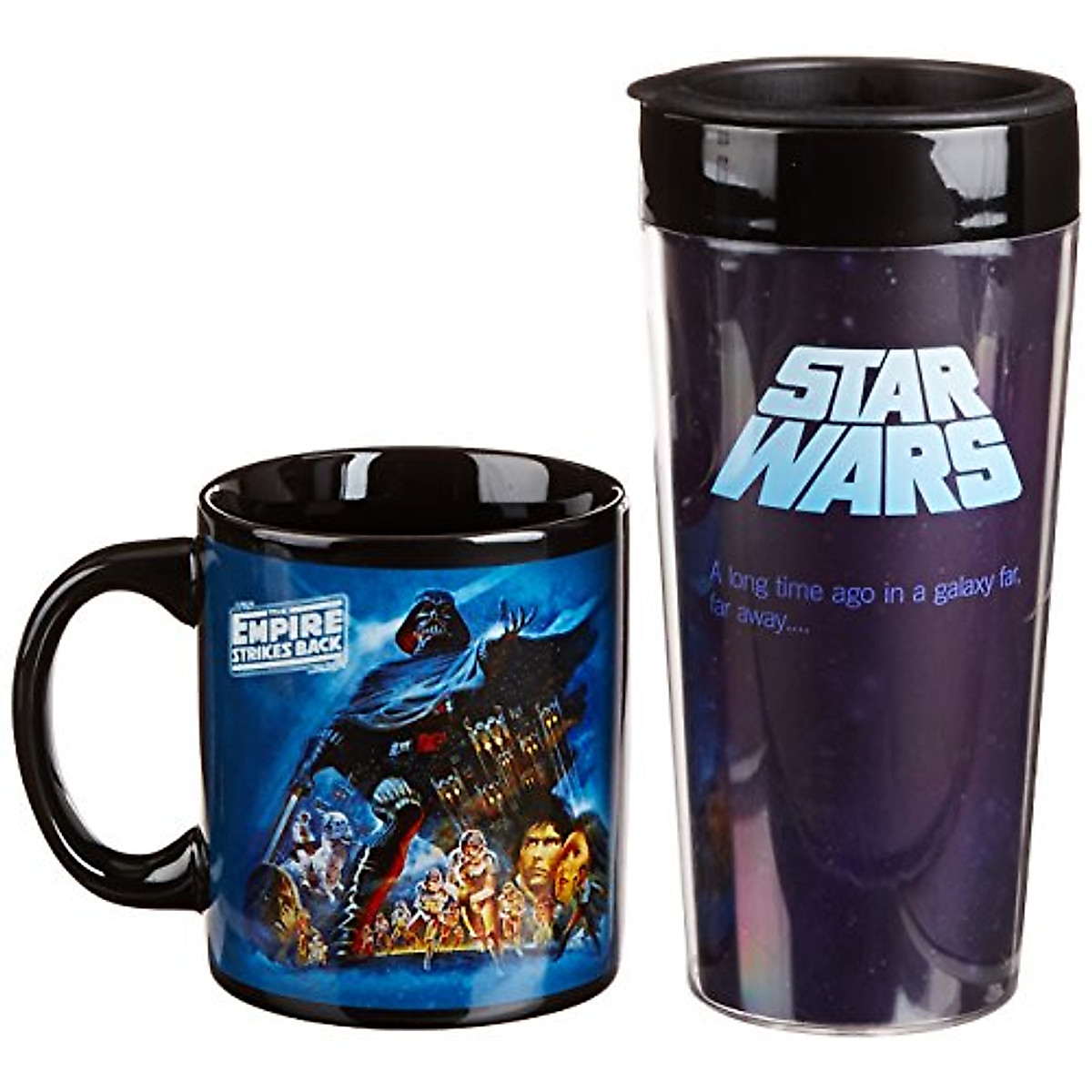 Vandor 53334 Star Wars Ceramic Mug and 16 Ounce Plastic Travel Mug Gift Set, 12-Ounce, Multicolored