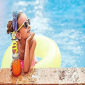 zhenzhe 24 Jungle Party Favors Reusable Straws, Jungle Animal Plastic Straws, Animal Theme Drinking Straws for Kids Jungle Birthday