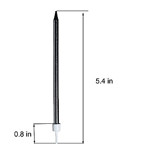 24 PCS Black Birthday Candles, Tall Glitter Cuppcake Candles Long Thin Cake Candles in Holders for Birthday Wedding Party Decorations