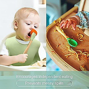 Rayshie Baby Led Weaning Supplies,Baby Utensils 6-12 Months, BLW Utensils,Silicone Bib,Toddler Bowl,Straw Cup,Suction Divided Baby Plate,Fork&Spoon,Baby Eating Supplies,Baby Gifts (RS-FDs-Olive-22-03)