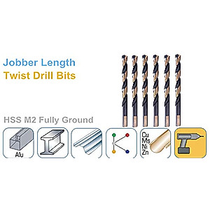 6 PCS, 21/64", Black and Gold, Drill Bits