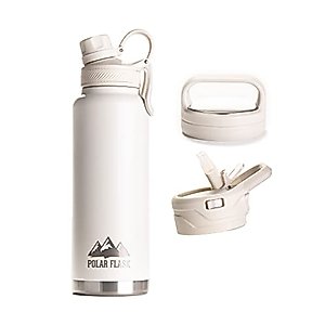 POLAR FLASK Stainless Steel Sports Water Bottle – 3 Premium Lids – Keeps Liquids Cold or Hot, Leak Proof & Sweat Proof