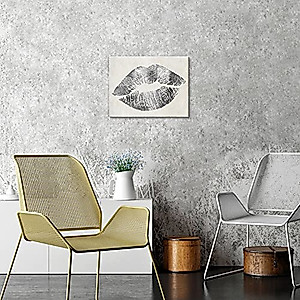 Silver Wall Decor Fashion Lip Canvas Art Black and White Sexy Lip Print Paintings Gallery Wrapped Framed Picture for Bedroom Makeup Room Bathroom Decoration 16x12Inch