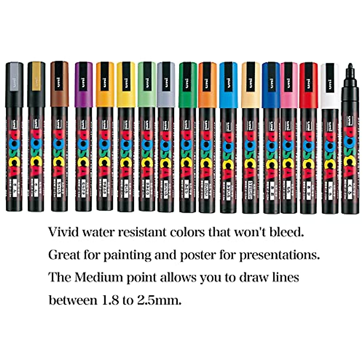 Uni Japan Paint Marker FULL RANGE Bundle Set Marking Pen Medium Point PC-5M 29 Colours ( 22 Standard & 7 Natural ) Japanese Domestic Market Product