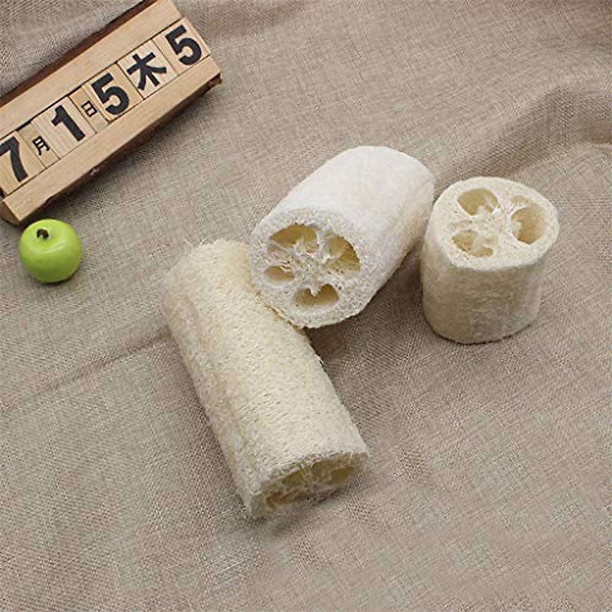 vmree Premium Natural Egyptian Shower Loofah Sponge, Large Exfoliating Shower Loofa Body Scrubbers Buff Away Dead Skin, Natural Bath and Body Sponge, Loofah Back Scrubber (5PCS, White)