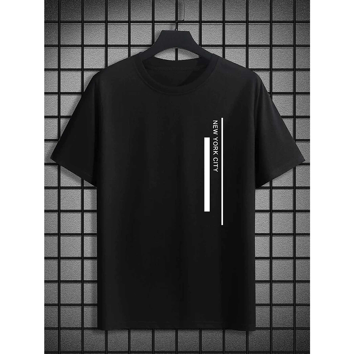 SOLY HUX Men's Color Graphic Letter Print Short Sleeve T Shirt Casual Summer Tee Tops Black Letter Print M