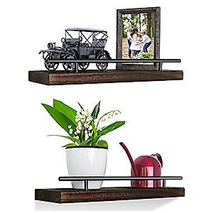 HOBBYMATE Floating Shelves | Rustic Shelf for Photo Picture Plant Display Invisible Installation Bracket, Versatile Iron Rail (Pack of 2)