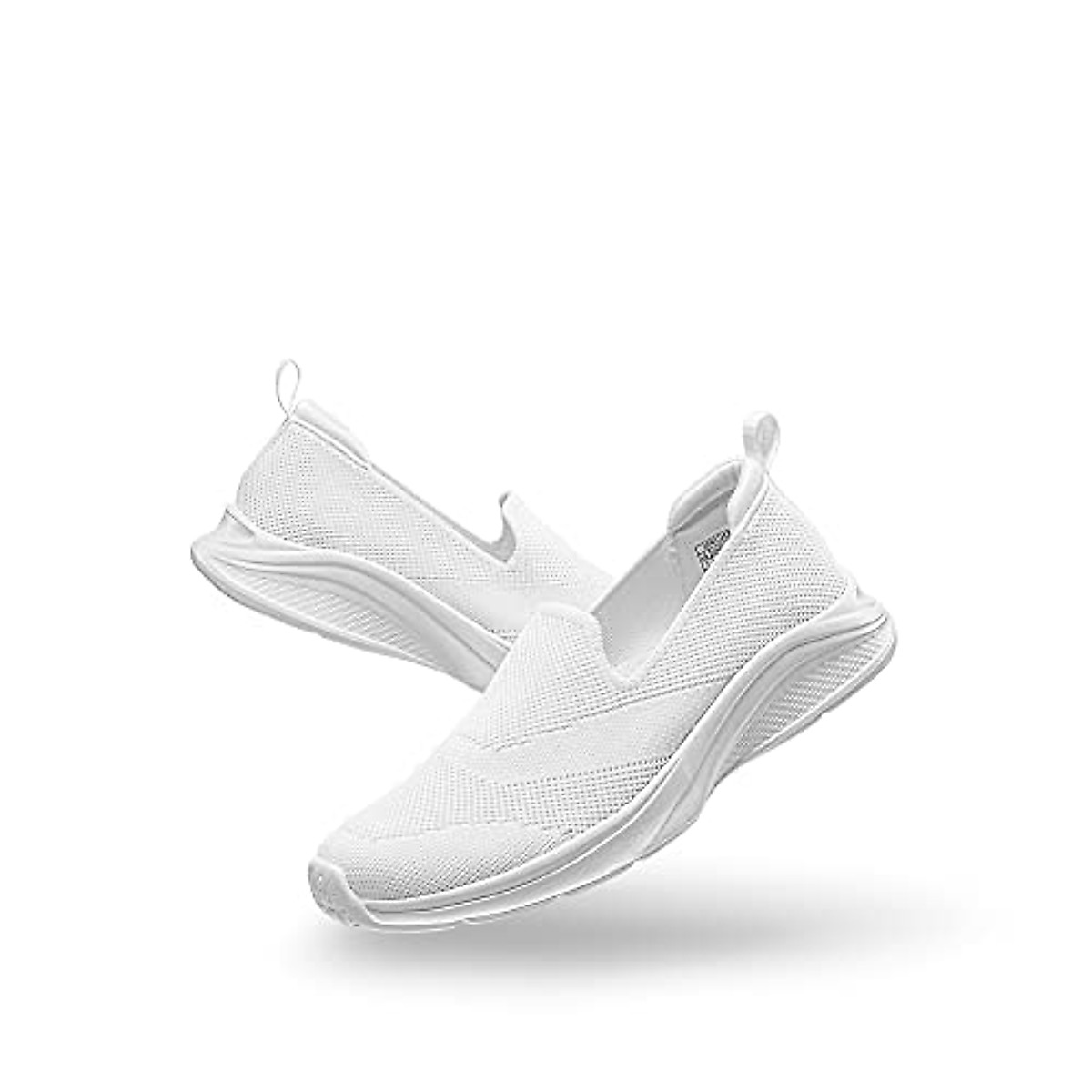 DREAM PAIRS Women's Slip on Walking Shoes, Lightweight Non Slip Sneakers with Removable Insole - Breathable Knit Mesh Upper - Casual Travel Work Jogging Tennis Shoe, White, Size 8.5 SDWS2307W