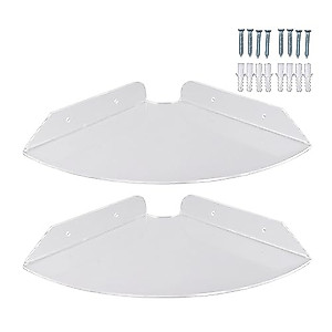 Qinlorgo Corner Wall Shelf, Quarter Round Corner Shelves Wall Mount for Shower Room for Photo Albums (Transparent)