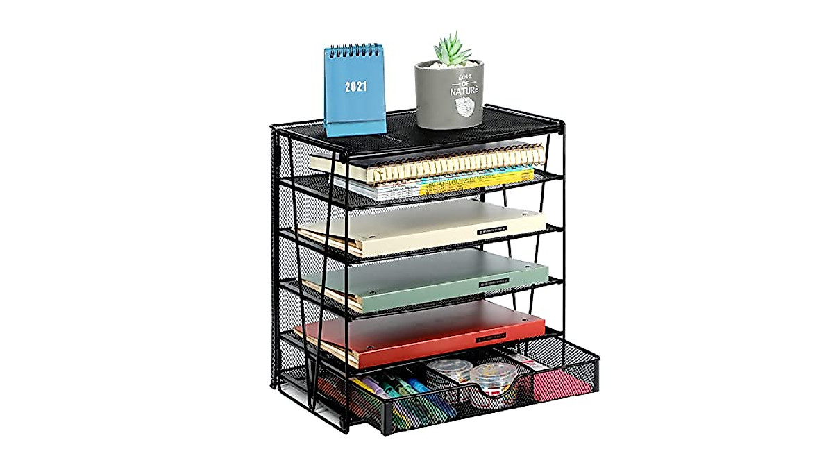 Samstar 5-Tier Desk Organizer with Sliding Drawer - Black