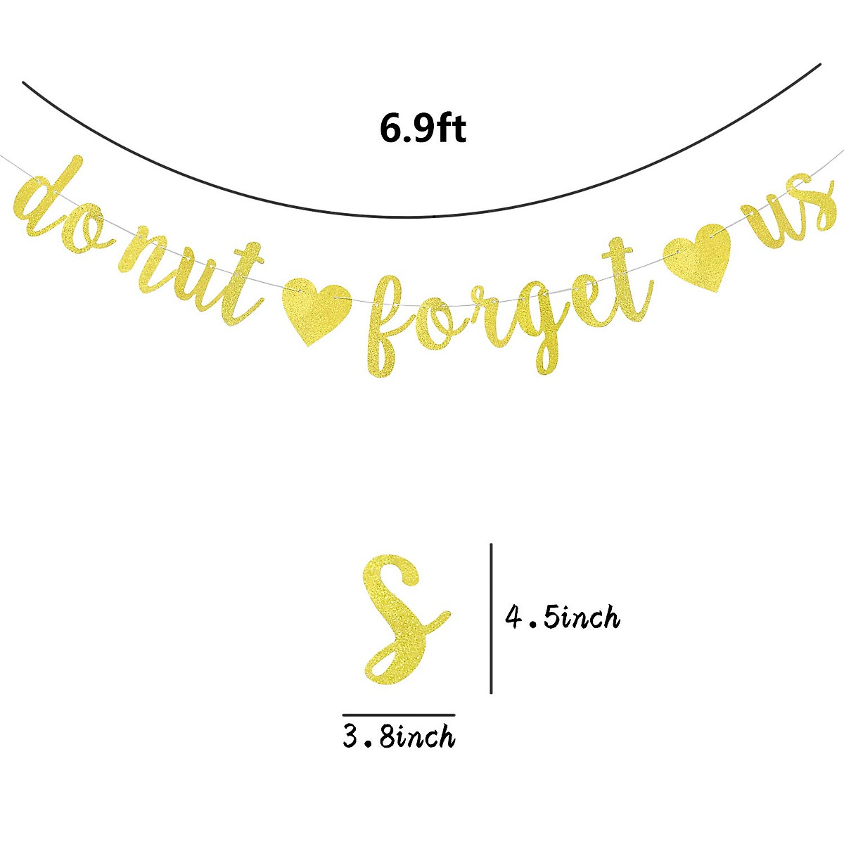 Gold Glitter Donut Forget Us Banner - We Will Miss You - 2023 Graduation/Going Away/Farewell/Relocation/Retirement Party Decorations Supplies