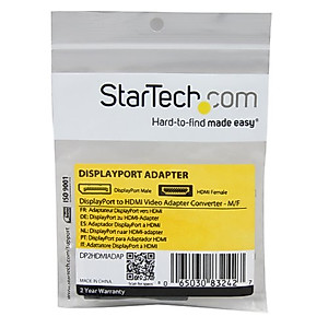 StarTech.com DisplayPort to HDMI Adapter - Compact DP to HDMI Adapter/Video Converter 1080p - VESA DisplayPort Certified - Passive DP 1.2 to HDMI Monitor/Display/Projector Cable Adapter (DP2HDMIADAP)