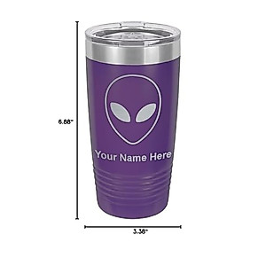 LaserGram 20oz Vacuum Insulated Tumbler Mug, Alien Head, Personalized Engraving Included (Dark Purple)