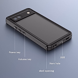 DINGXIN Google Pixel 6a Case Waterproof IP68 Certified Dustproof Shockproof Built-in Screen Protector Full Body Case for Pixel 6a 2022 Black