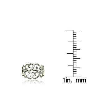 Hoops & Loops Sterling Silver High Polished Intertwining Open Heart Eternity Band Ring, Size 6