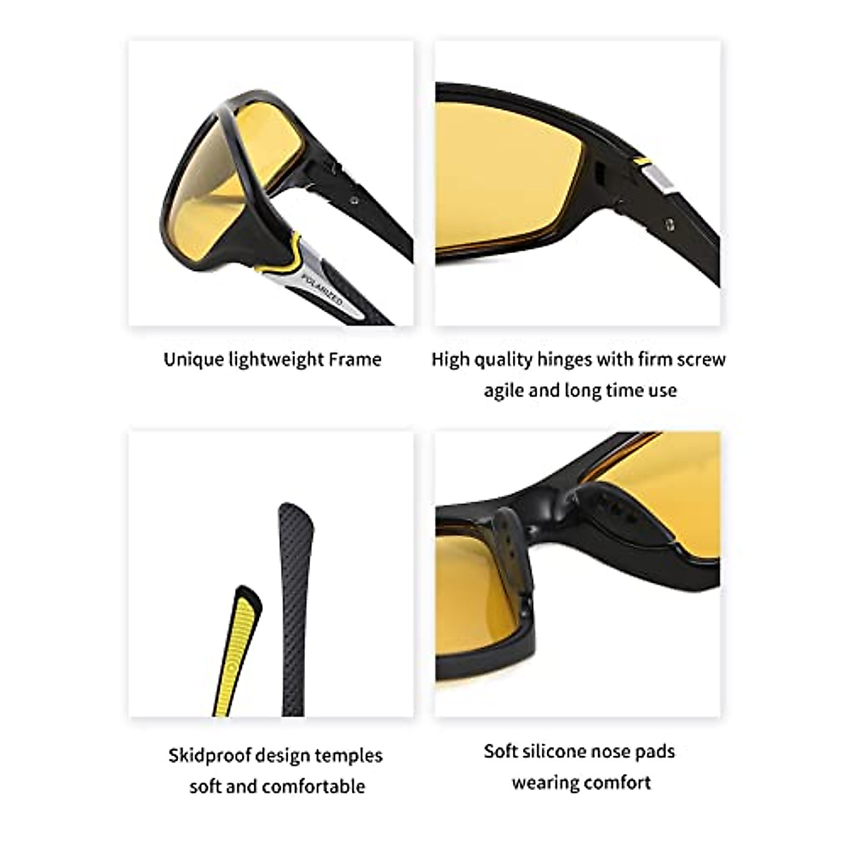 FEISEDY Classic Men Polarized Sports Sunglasses Night Driving Yellow Lenses Cycling Fishing Driving Glasses B2674