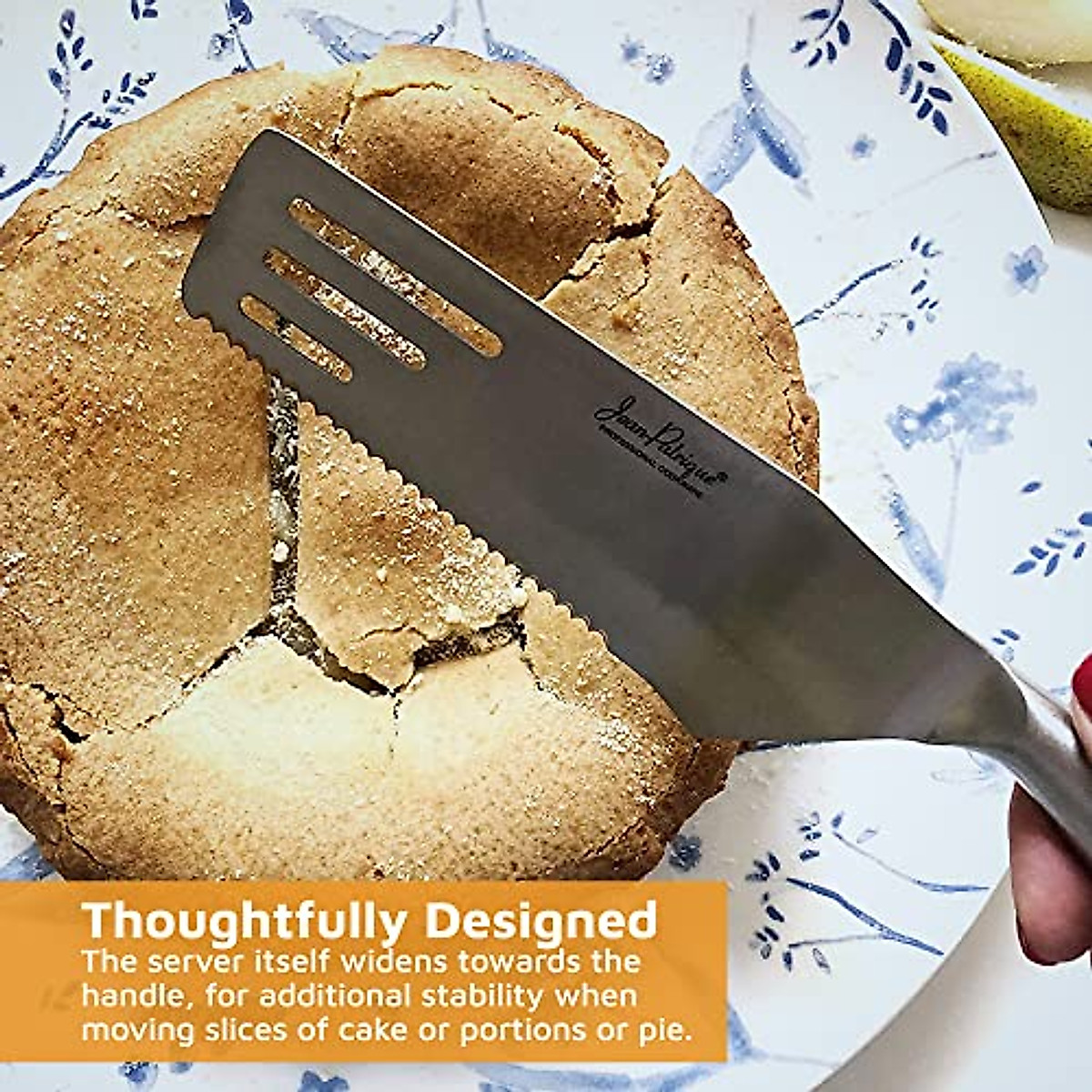 Jean-Patrique Chef's Stainless Steel Serrated Slicer and Server | Unique Serrated Design | A Perfect Cake Slicer and Server, Lasagna Cutter, Spatula, Brownie Cutter or Pizza Lifter | from