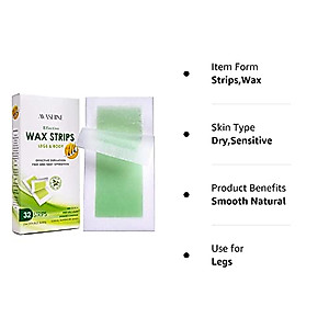 Avashine Wax Strips for Arms, Legs, Underarm Hair, Eyebrow, Bikini, and Brazilian Hair Removal Contains, Green, 32 Strips