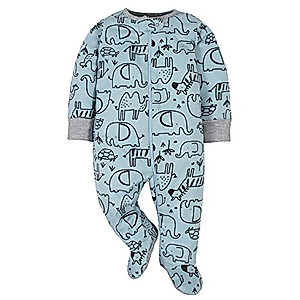 Gerber Baby Boys' 4 Pack Sleep 'N Play Footie, Jungle Blue, 3-6 Months