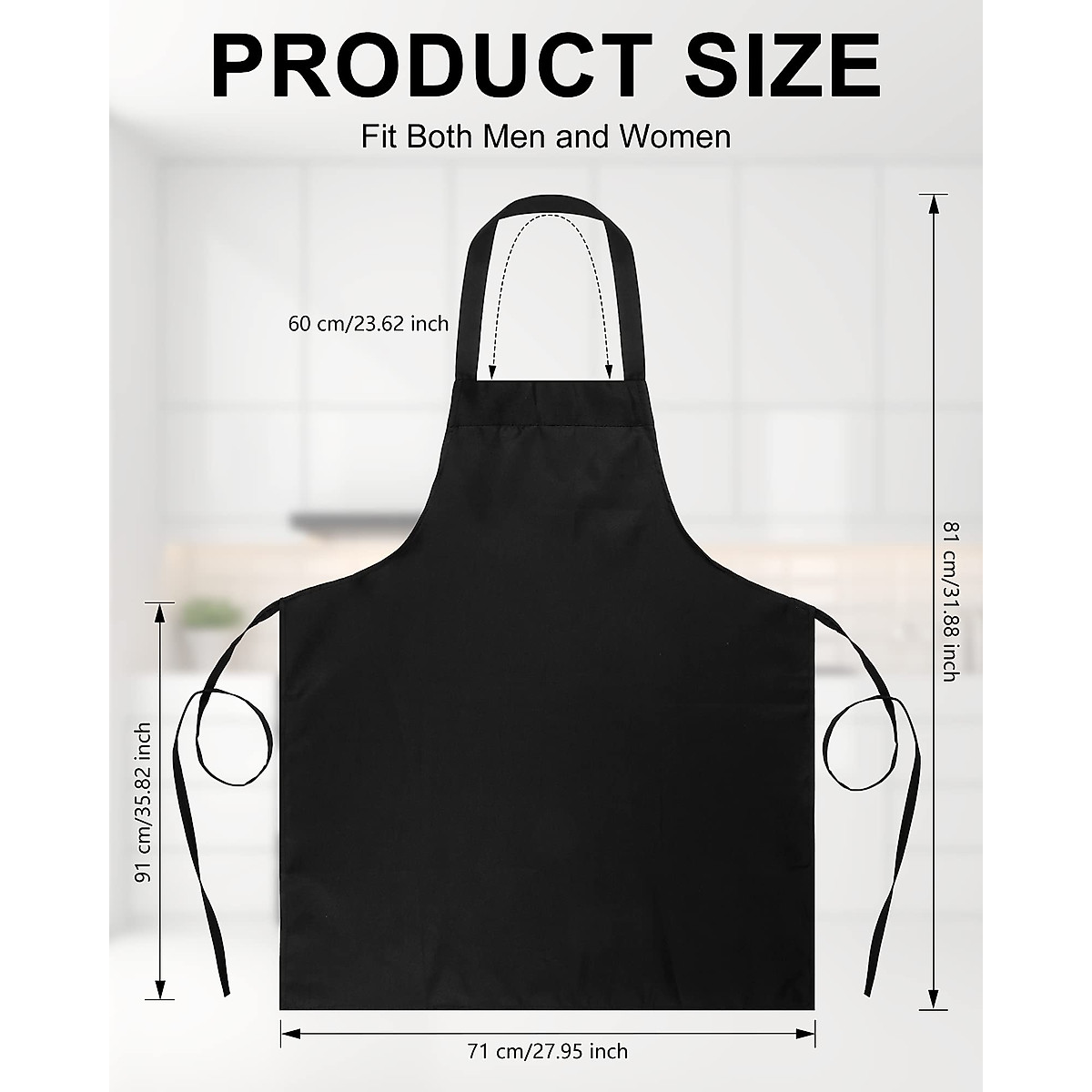 36 Pack Bulk Plain Aprons for Man Woman Adult Unisex Apron Machine Washable Adjustable Bib Aprons(Black)