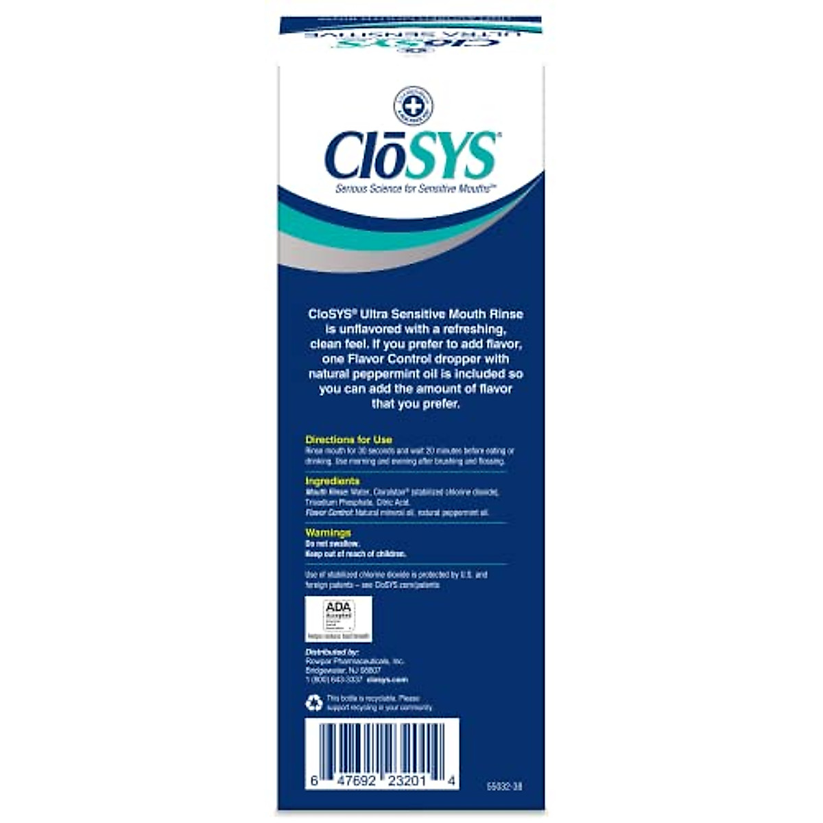 CloSYS Ultra Sensitive Mouthwash, 32 Ounce (Pack of 2), Unflavored (Optional Flavor Dropper Included), Alcohol Free, Dye Free, pH Balanced, Helps Soothe Entire Mouth