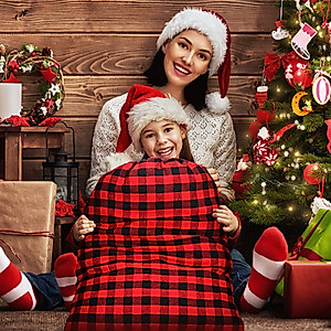 Shappy 4 Pcs Large Christmas Gift Bags 28 x 20 inches Drawstring Fabric Gift Bags Christams Bags for Xmas Presents Holiday Favors(Black-red)