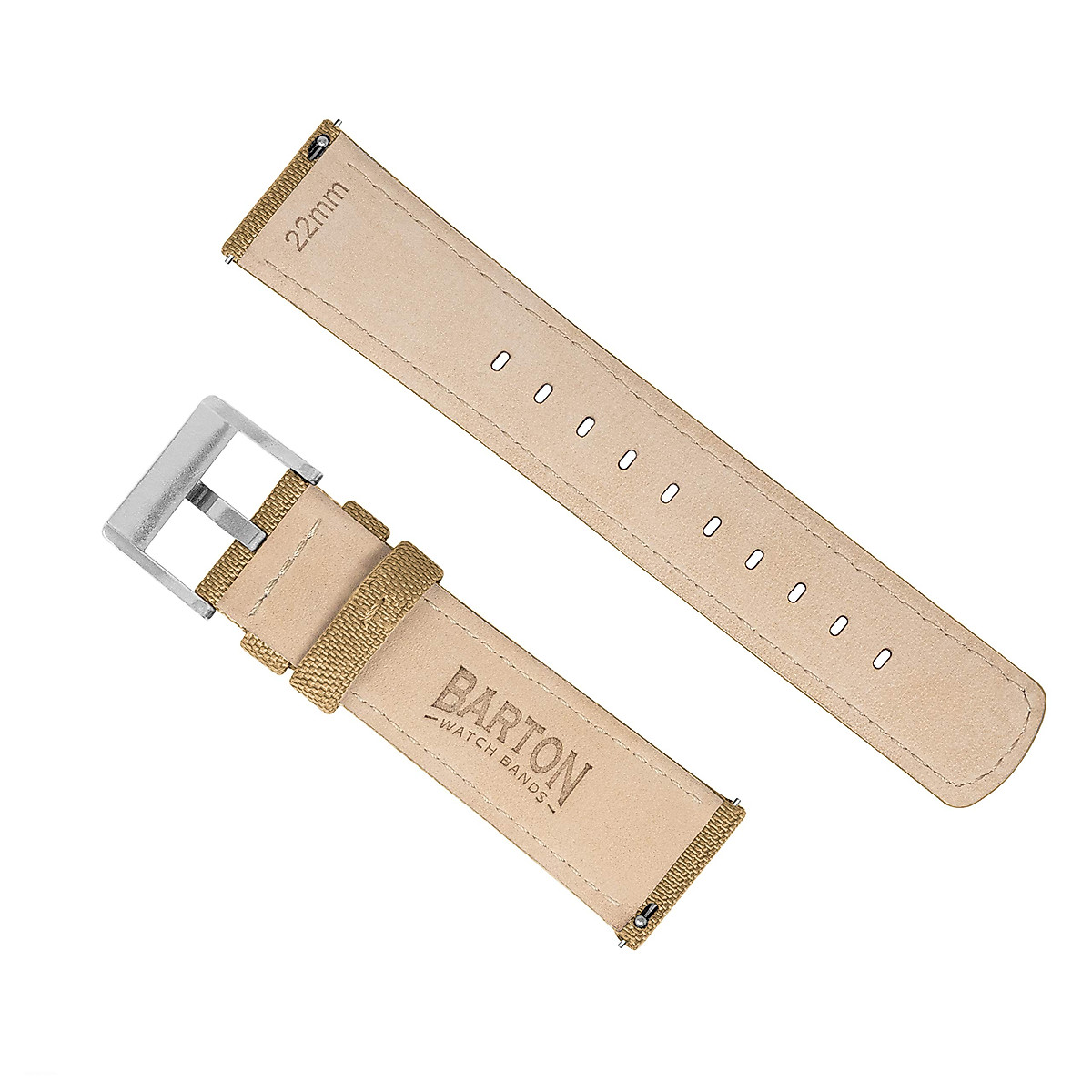 BARTON WATCH BANDS 20mm Khaki Tan Sailcloth Quick Release Premium Nylon Weave