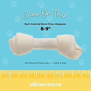 hotspot pets 5 Pack - 8-9 Inch Large Rawhide Dog Chew Bones - Made from Grass Fed Brazilian - Great for Dental & Oral Care for Aggressive Chewers Large Dogs (5 Pack)