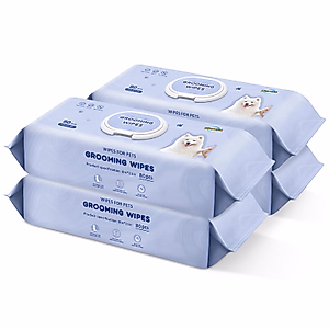 punerux Dog Wipes for Paws and Butt Ears Eyes Body, Plant-Based Hypoallergenic Pet Wipes for Dogs, Dog Wipes Cleaning Deodorizing in Extra Large Thickness and Size 8" x 11", Fragrance-Free, 4 Pack