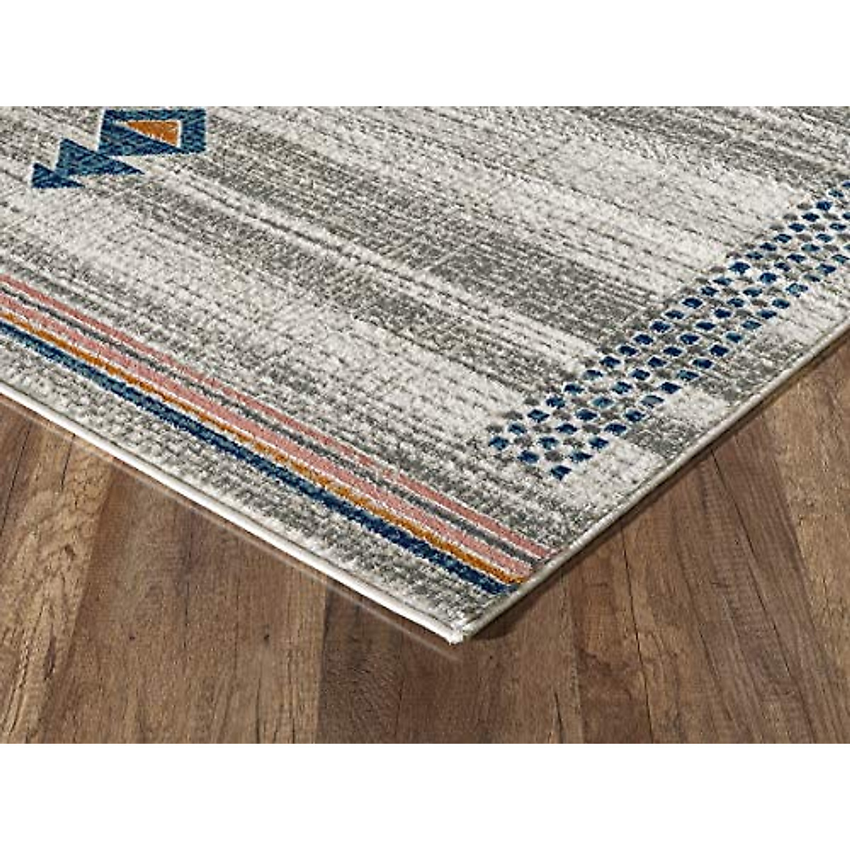 Abani Porto Collection 7'9" x 10'2" Southwestern Area Rug, Rectangular Turkish Beige & Blue Tribal Print Accent Rug Rugs