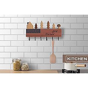 Seasonwind Key Holder Wall Mounted Key Hooks for Wall Decorative with 6 Hooks and 6 Ornaments, Wood Key Organizer Rack Hanger for Entryway, Front Door, Hallway, Office