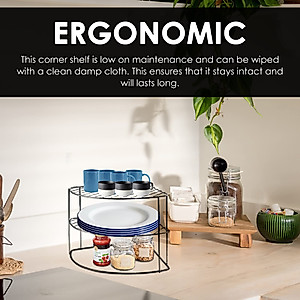 3-Tier Counter and Cabinet Corner Shelf, Pantry Organizer, Rust Resistant - Plates, Dishes, Pans, Cups, Lids and Bowls - Silver