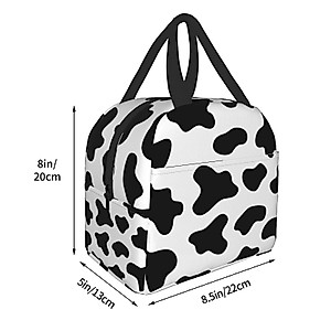 Cow Spots Cute Lunch Box Bento Travel Bag Picnic Tote Boxes Insulated Durable Container Shopping Bag Reusable Waterproof Bags For Adult Women Men