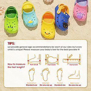dripdrop Girls Comfort Clogs Kids Slip On Garden Shoes Boys Lightweight Beach Pool Slide Sandals Shower Slipper, Yellow Duck, 8.5 Toddler