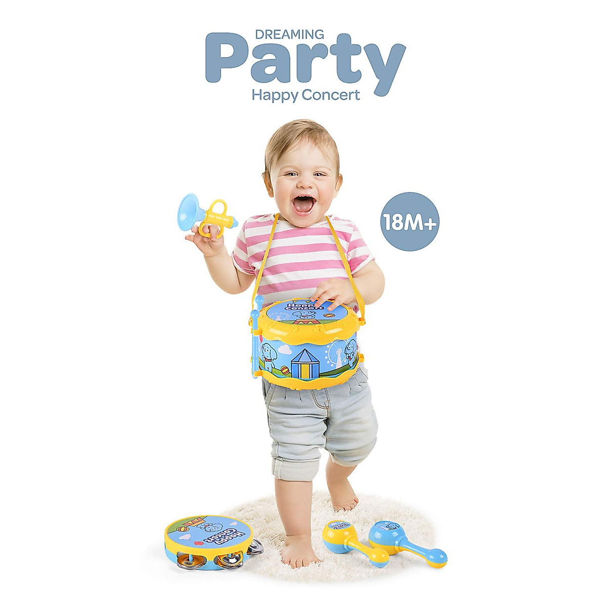 Baoli Kids Musical Instruments Toys ,Toddler Musical Instruments Toys Set Trumpet, Percussion, Maraca, Tambourine Birthday Gifts for Ages 1-3 Boys Girls and Children