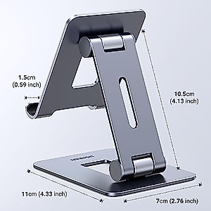 UGREEN Cell Phone Stand Desk Phone Holder Compatible with iPhone 15 14 13 12 Pro Max 11 XS Max XR X 8 Plus, Fully Adjustable Foldable Desktop Aluminum Smartphone Stand