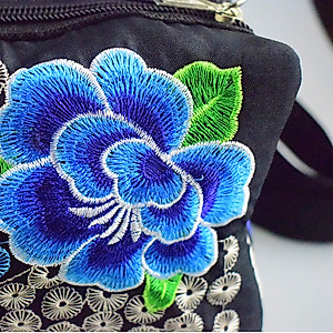 Handmade Embroidered-Cute Mini Canvas-Crossbody Bag Coin Purse Cell phone Pouch for Women (apple violet)